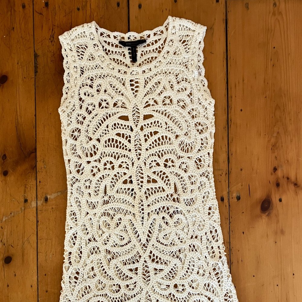 Bcbg Maz Azria Ivory Crochet Dress - Gem